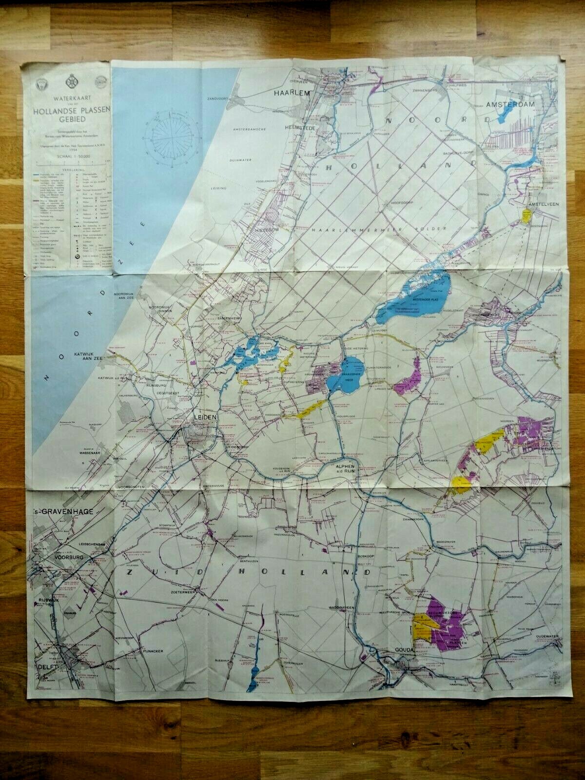 1954 Water Map of Dutch Lakes Area - Waterkaart Van Het Hollandse ...