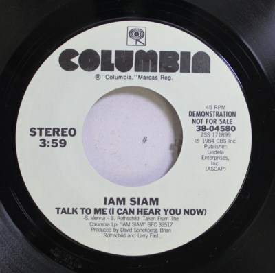 Rock Promo 45 I Am Siam - Talk To Me (I Can Hear You Now) / Talk To Me ...