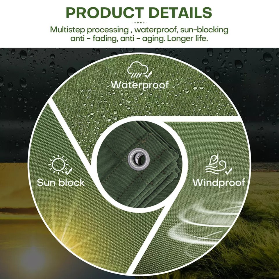 Water Resistant Canvas Tarp Heavy Duty Canvas Tarpaulin Cover Canopy w ...
