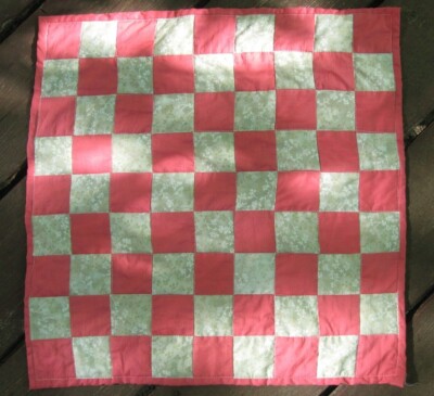 Handmade Pink & Cream Patchwork Checkerboard Mini Quilt, 16" x 19 ...