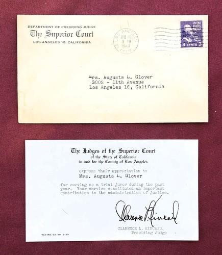 SIGNED LETTER CALIFORNIA SUPERIOR COURT JUDGE CLARENCE KINCAID ...
