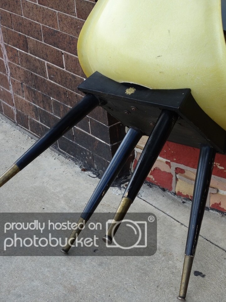 Fiberglass Shell chair with wood base & legs Vintage Mid century 7 ...