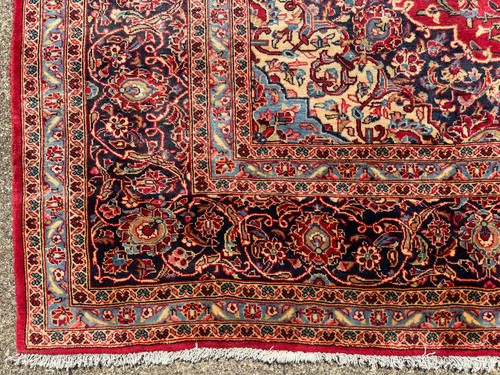 10x14 VINTAGE ORIENTAL RUG HAND-KNOTTED red blue antique HANDMADE ...