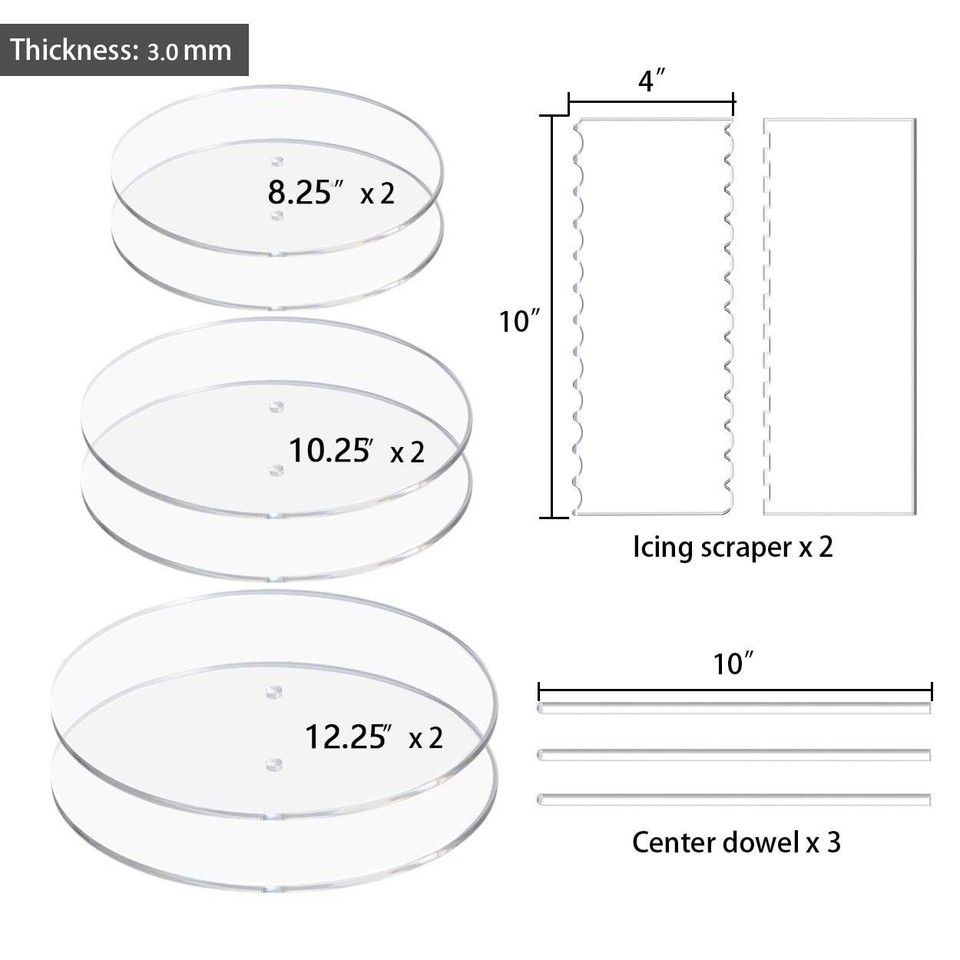 Acrylic Cake Disc, Clear Cake Decorating Supplies with 6 Round Acrylic ...