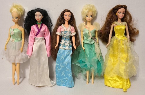 Lot of 5 Vintage Disney Dolls Tinkerbell, Mulan, Belle and Megara | eBay