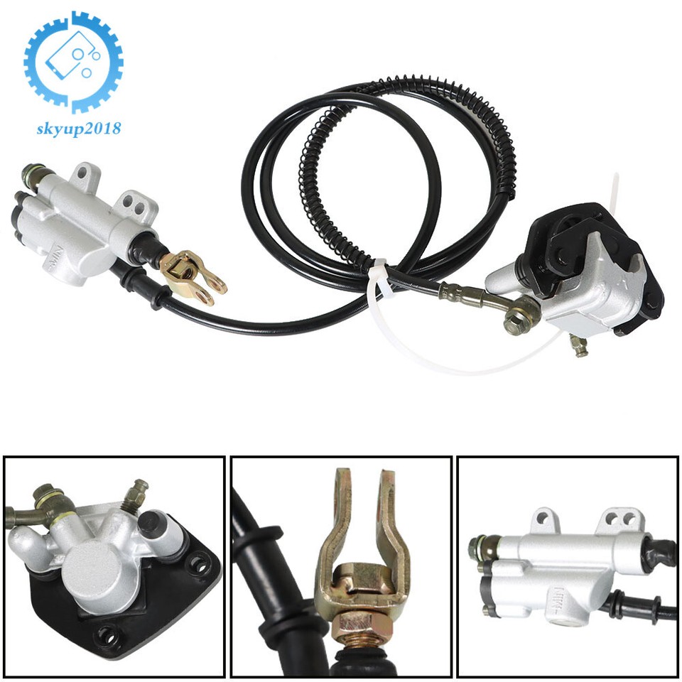 Rear Hydraulic Brake Master Caliper Assembly+Disc Rotor Kit For ATV Go ...