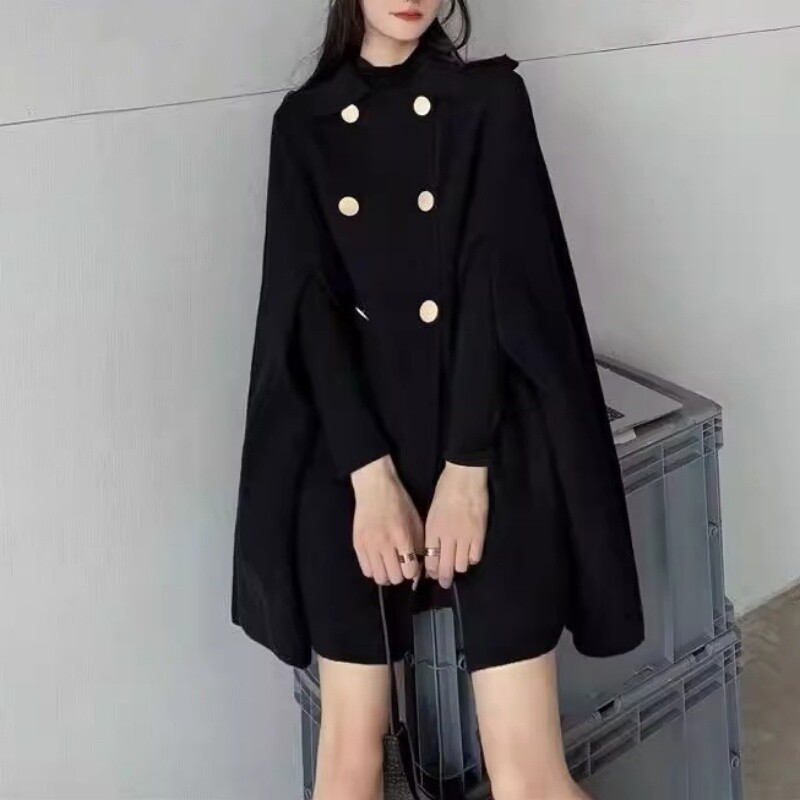 Woman Caped Coat Warm Wrap Shawl Clock Poncho Double-Breasted Sleeveless Jacket | eBay