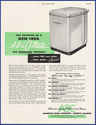 Vintage 1948 ABC-O-Matic Automatic Washer Washing Machine Appliance 40s ...