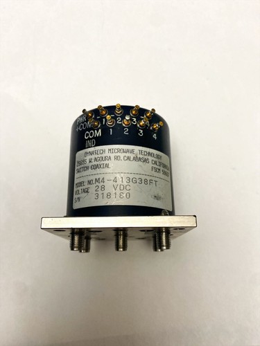 Dynatech Micro M4-413X001-2 RF Coaxial Switch SP4T 28 VDC NSN 5985-01 ...