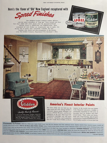 1949 Glidden House Paints Speed Wall Interior Finishes New England VTG ...