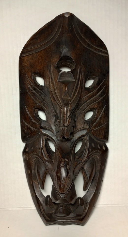 VINTAGE BAKUNAWA DRAGON HAND CARVED WOOD MASK TIKI TRIBAL MASK ...