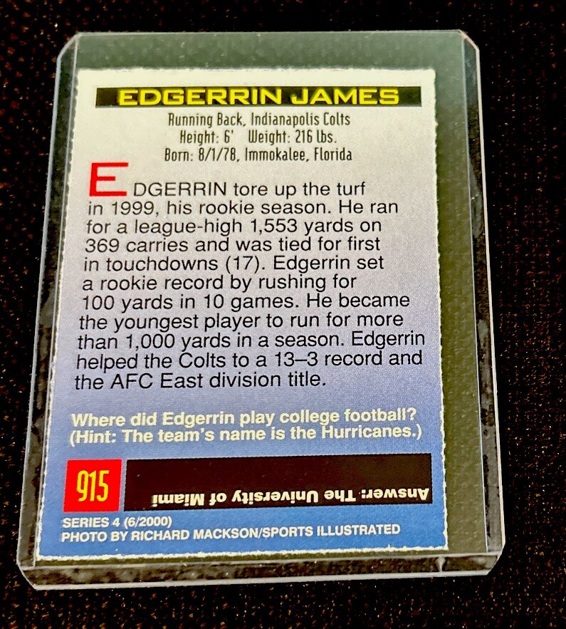 EDGERRIN JAMES ROOKIE RARE SPORTS ILLUSTRATED FOR KIDS SI NFL INDY ...