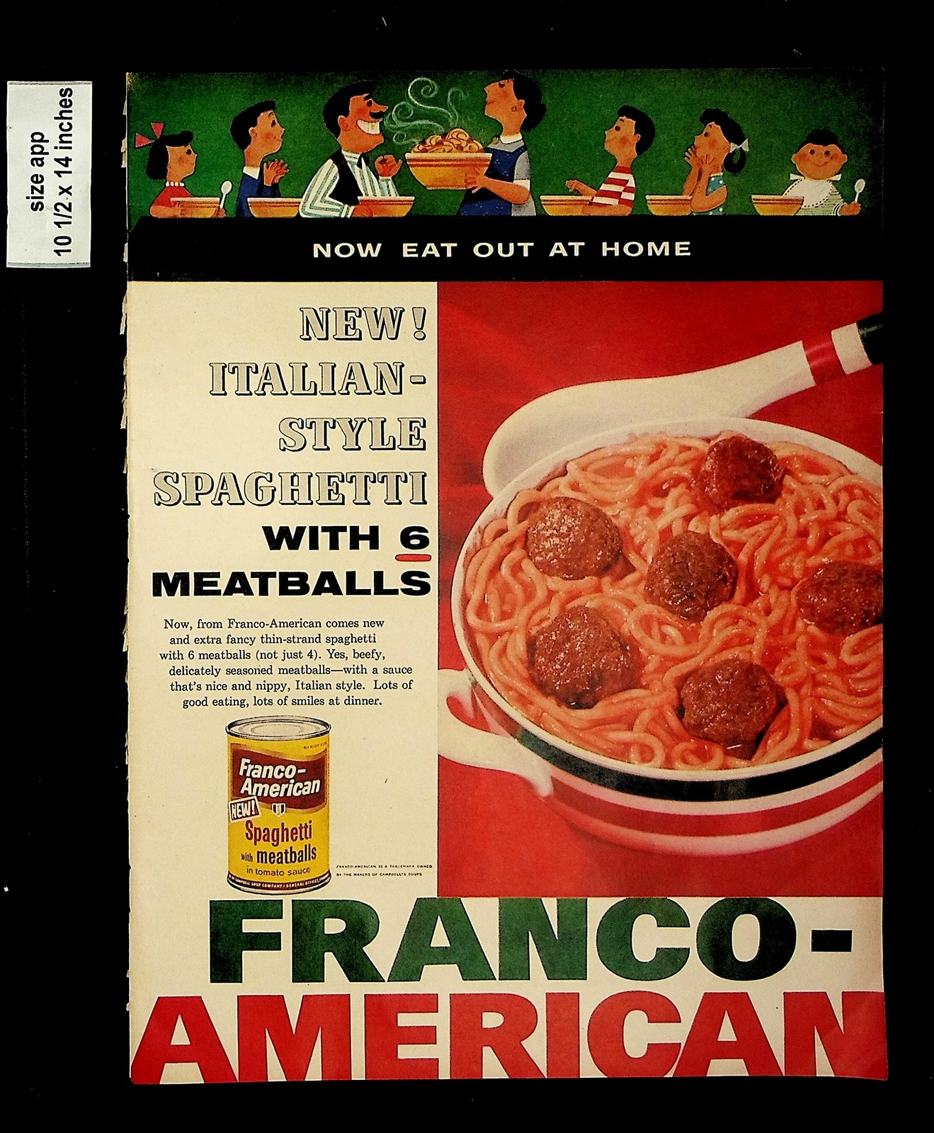 1957 Franco-American Spaghetti with Meatballs Vintage Print Ad 13340 | eBay