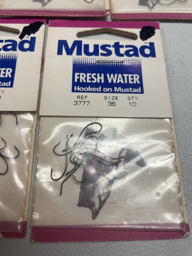 Lot Of (5) Packs Mustad Fresh Water 3777 Size 36 - 50 Hooks Total 10 ...
