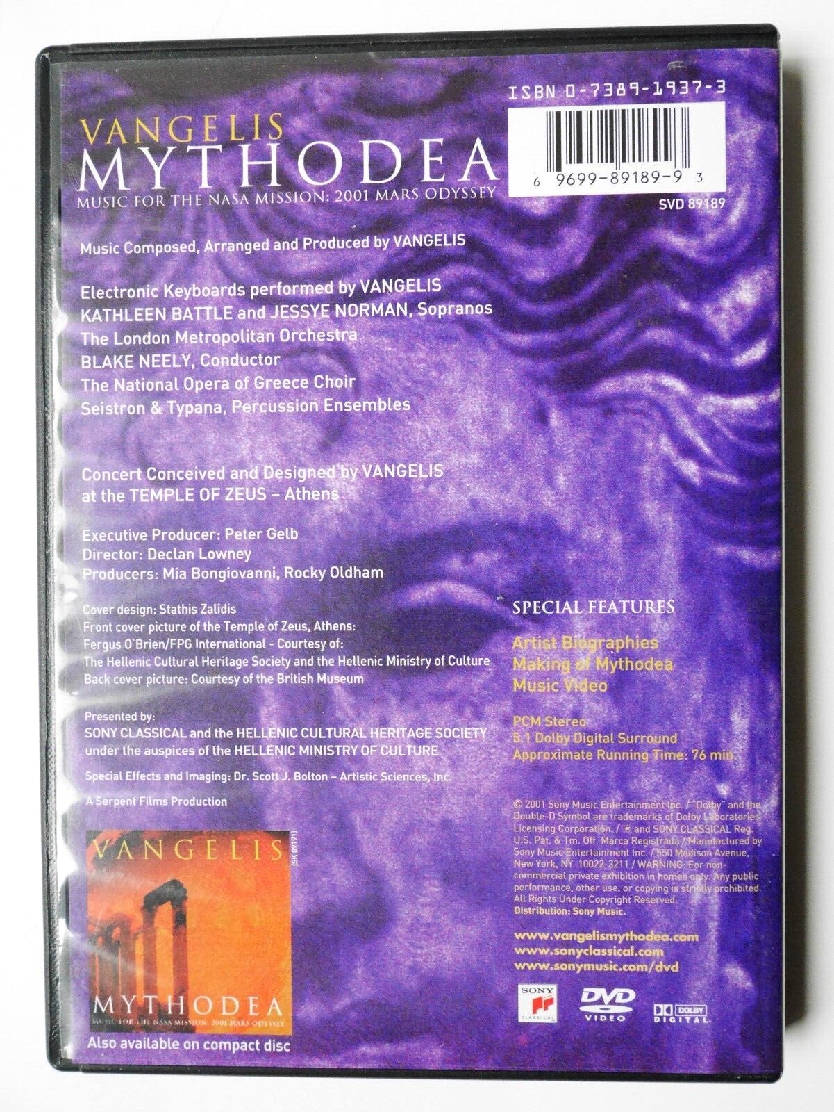 Vangelis Mythodea - Music for the NASA Mission: 2001 Mars Odyssey (DVD ...
