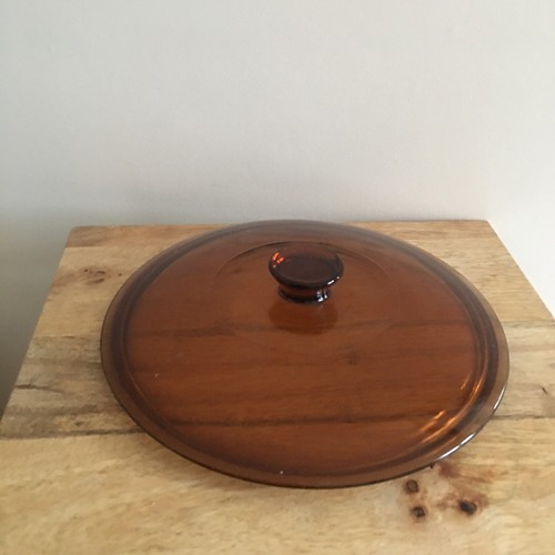 Vintage Glass Amber Lid For Pot Replacement Brown Heavy 20cm Kitchen ...