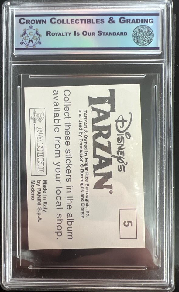 1999 Panini Disney's Album Stickers Tarzan #5 CC&G Graded Crowned Gem ...