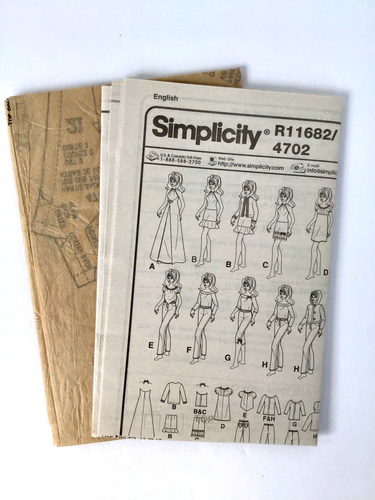 Simplicity 4702 Barbie 11.5" Doll Clothes Pattern NEW UNCUT | eBay