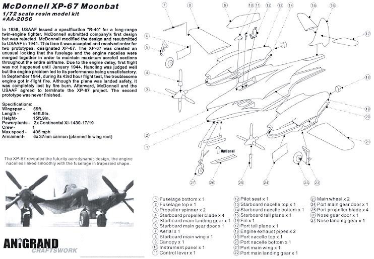 Anigrand Models 1/72 McDONNELL XP-67 MOONBAT Fighter | eBay