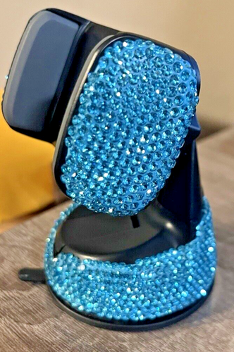 Bling Car Phone Holder 360°Adjustable Universal Teal Rhinestone Crystal ...