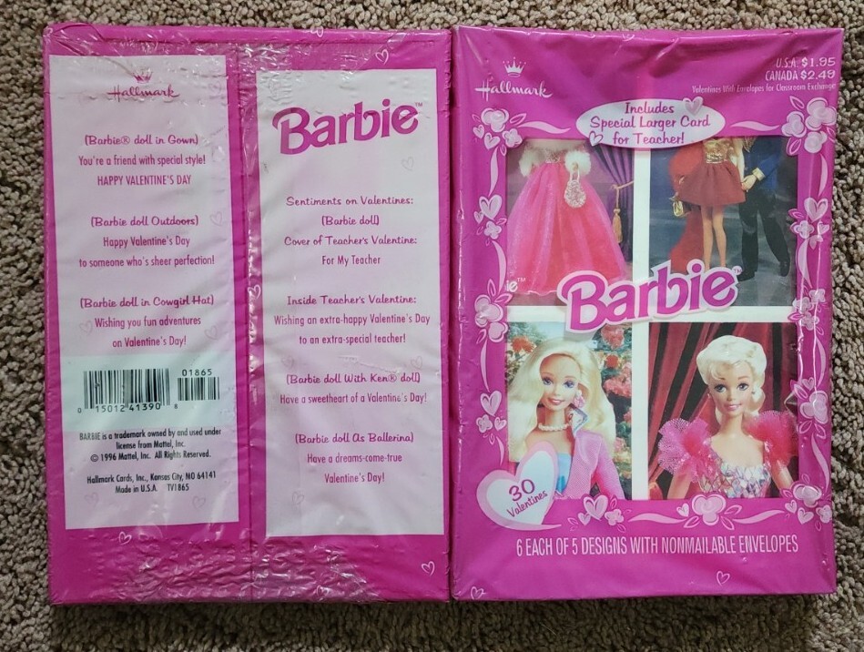 2 Vintage 1996 Hallmark Mattel Barbie Valentine Cards NEW In Package | eBay