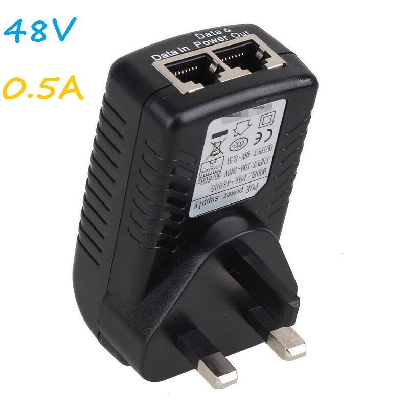 POE power supply 48v 0.5A Injector adapter UK Wall Plug Power over ...