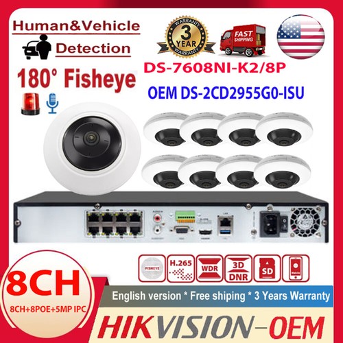Hikvision OEM DS-2CD2955G0-ISU 5MP 180° Fisheye View 8CH CCTV Camera ...