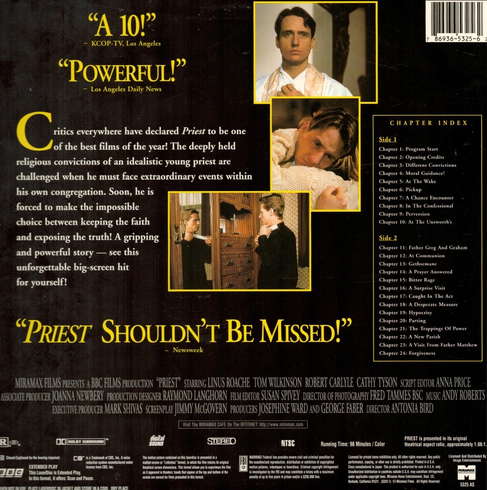 Priest - Laserdisc - Linus Roache, Tom Wilkinson, Robert Carlyle ...