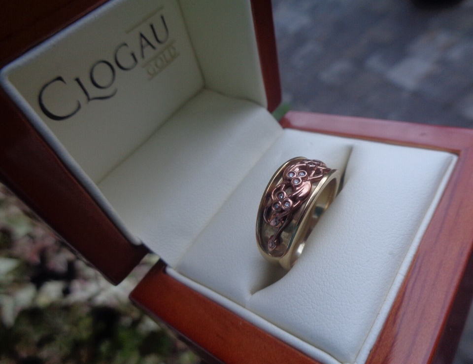 Clogau 9ct Welsh Gold & Diamond Cariad Am Byth Ring size N - "Beloved ...
