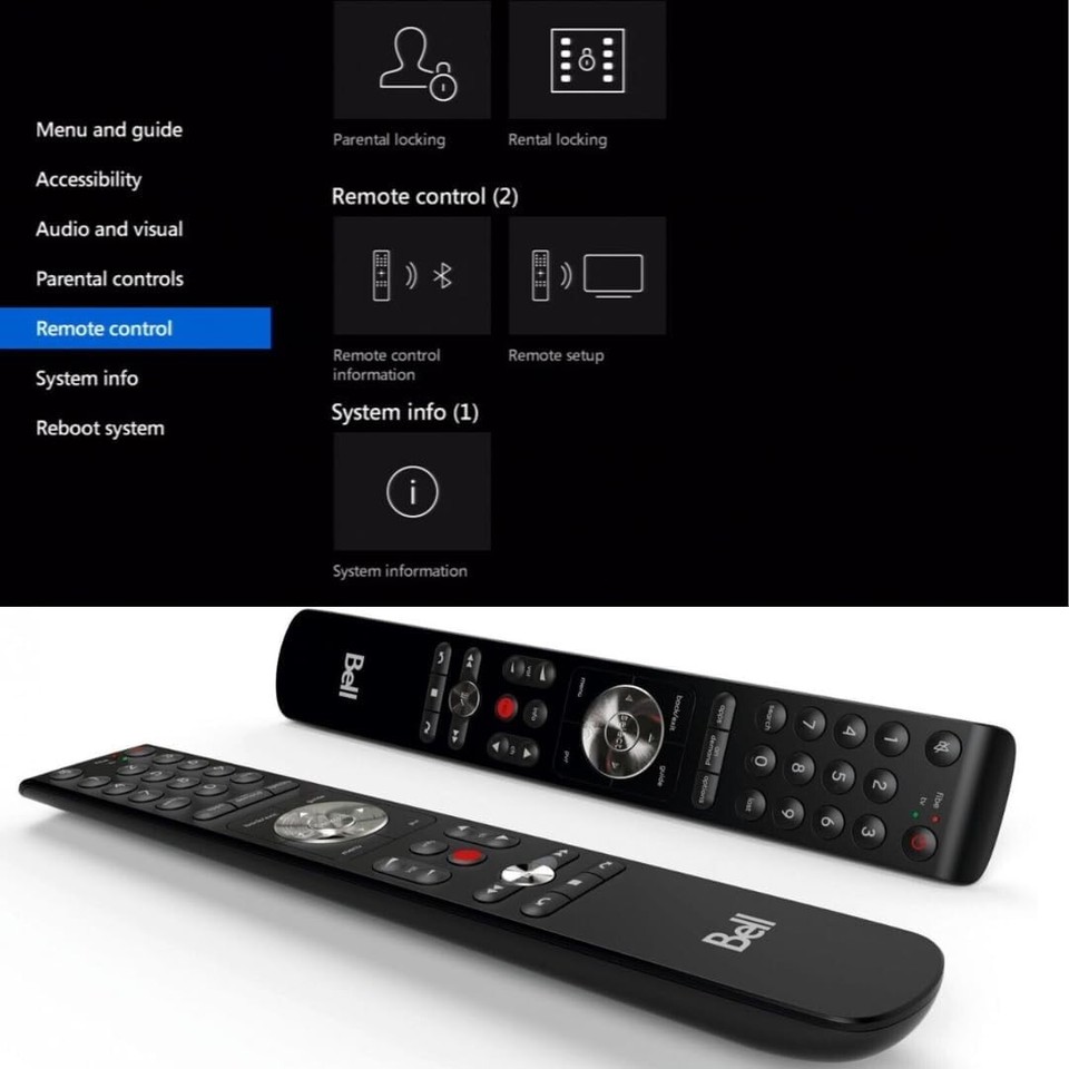 BELL TV SLIM IR REMOTE CONTROL 9500, 7500, 6500 SATELLITE FIBE TV ...