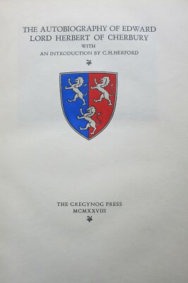 Edward Herbert / AUTOBIOGRAPHY OF EDWARD LORD HERBERT OF CHERBURY 1978 ...