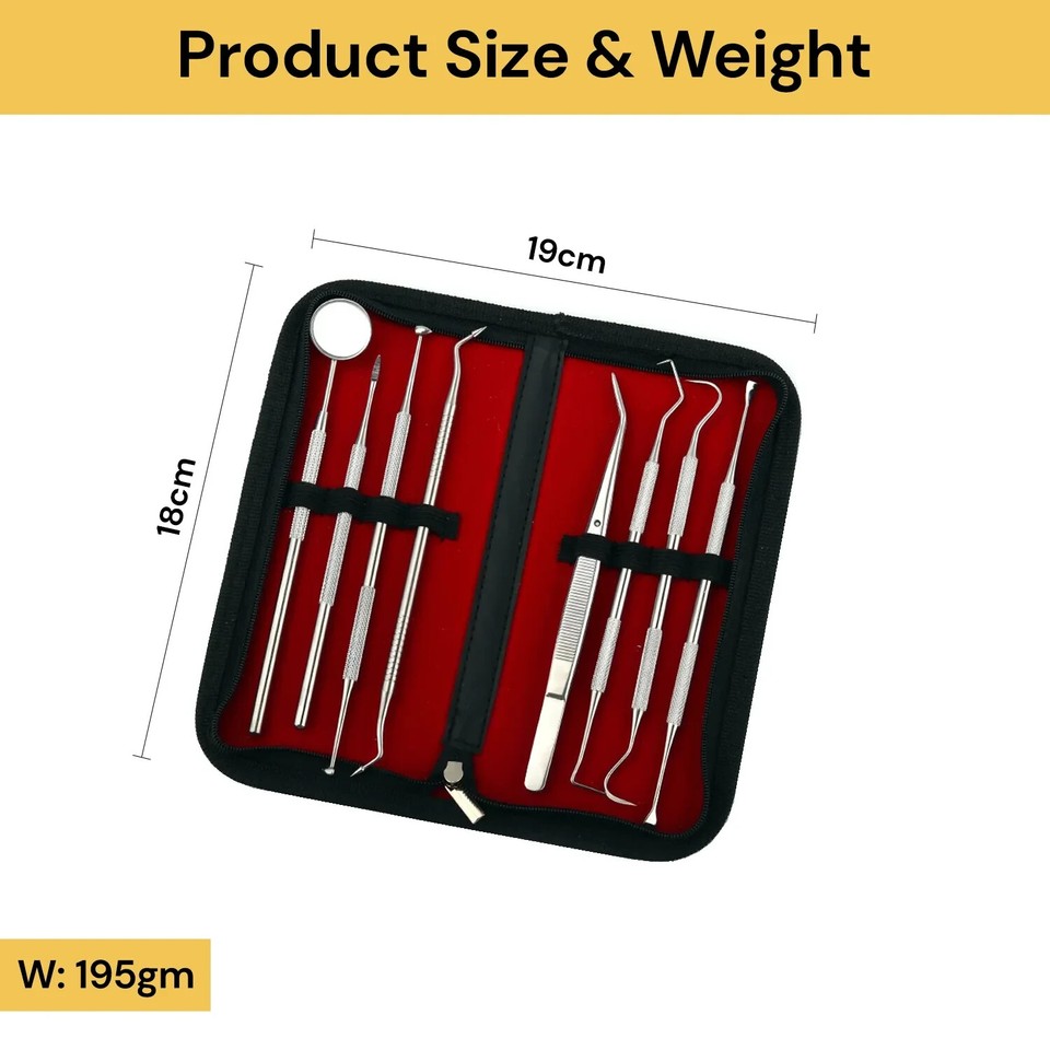 9pcs Stainless Dental Tools Set Kit Dentist Teeth Clean Hygiene Mirror ...