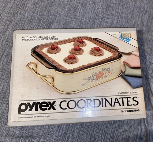 Pyrex Coordinates 8 in. Glass Cake Dish w/Decorative Metal Holder- FREE ...