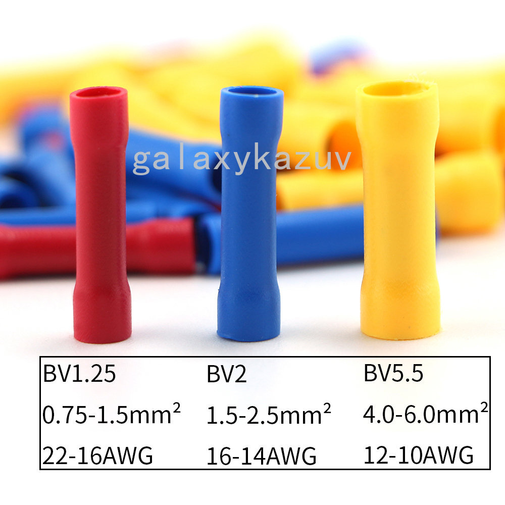 250Pcs Insulated Straight Butt Connectors Electrical Crimp Terminals ...