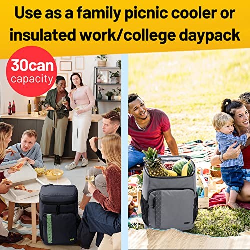 Mier Insulated Backpack Cooler Large 30 Cans Lunch Bag Soft Leakproof ...