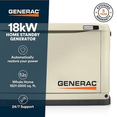 Generac Home Standby Generator w/WiFi Connectivity 18000 Watt with 200 ...