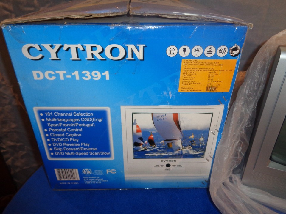 Vintage Cytron CRT 13” TV/DVD/CD Combo DCT-1391 RETRO Gaming NEW IN ...