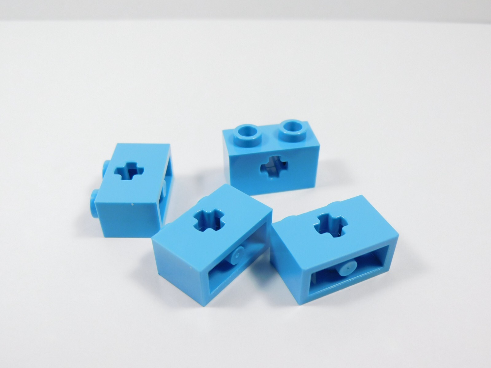 LEGO Lot of 4 Medium Azure Blue 1x2 Technic Bricks w/ Axle Hole H13 | eBay