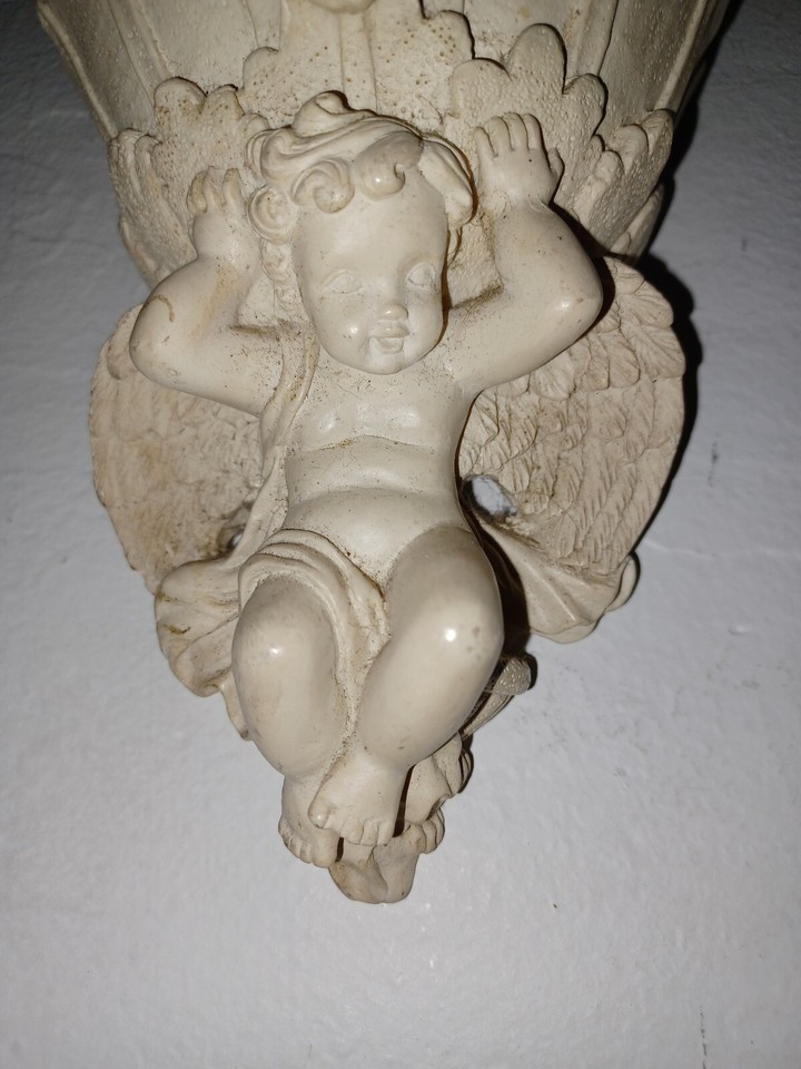 Angel Statue Wall Hanging Resin Planter Home Décor White | eBay