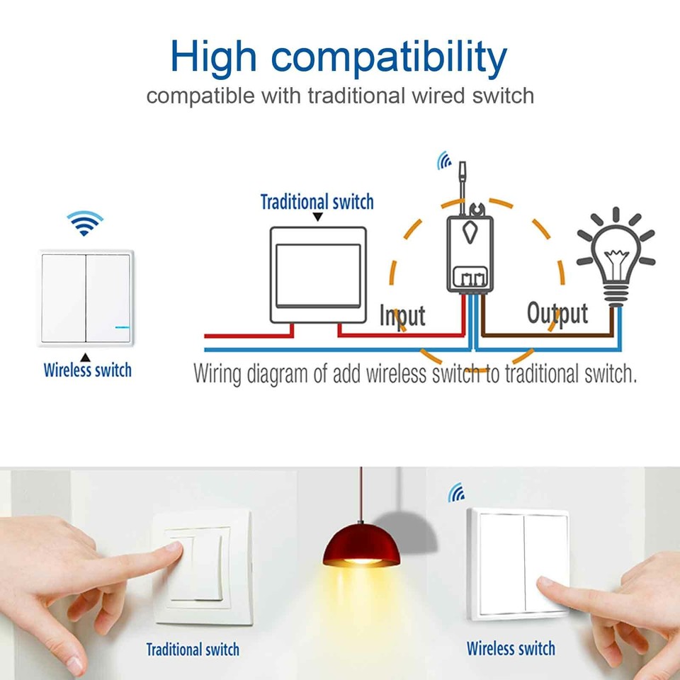 2 Way Wireless Light Switch 110V with Receiver Kit Outdoor 1600ft ...