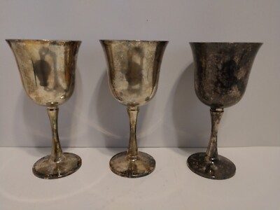 Vintage 6" Salem Portugal SILVER PLATE WINE/WATER GOBLET/CHALICE Cup ...