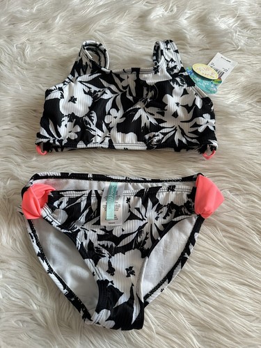 NWT! $32! Breaking Waves Girls Size 8 Swimsuit Bikini Black And white ...