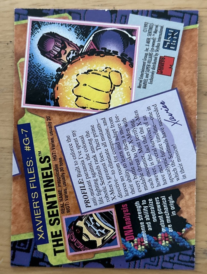 1993 Uncanny X-Men Gold Foil Card G7 Sentinels Marvel 30th Anniversary ...