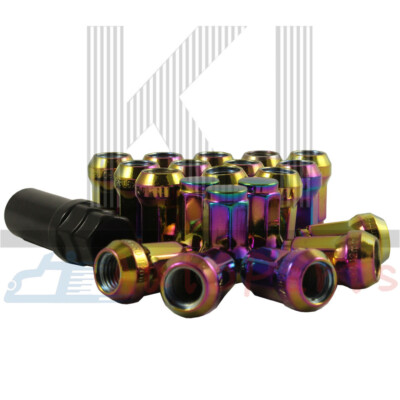 Neo Chrome Steel Locking Heptagon Security Lug Nuts Set For Wheels/Rims ...