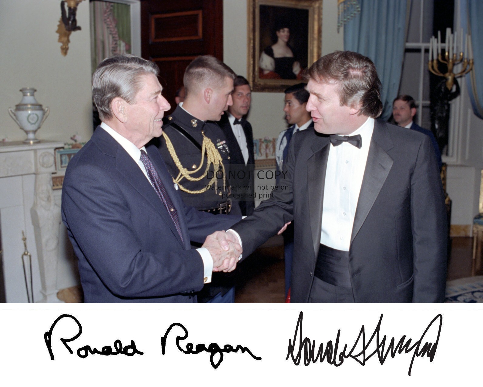PRESIDENT DONALD TRUMP & RONALD REAGAN SHAKING HANDS AUTOGRAPHED 8X10 ...