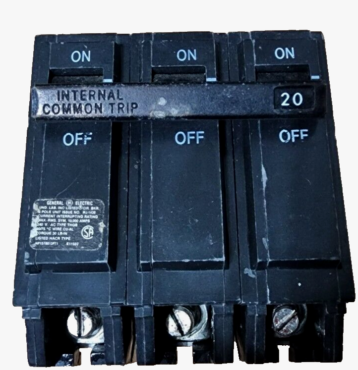 GE THQB32020, 20 Amp 120/240Vac 3 Pole, Bolt-On, Type THQB Breaker | eBay