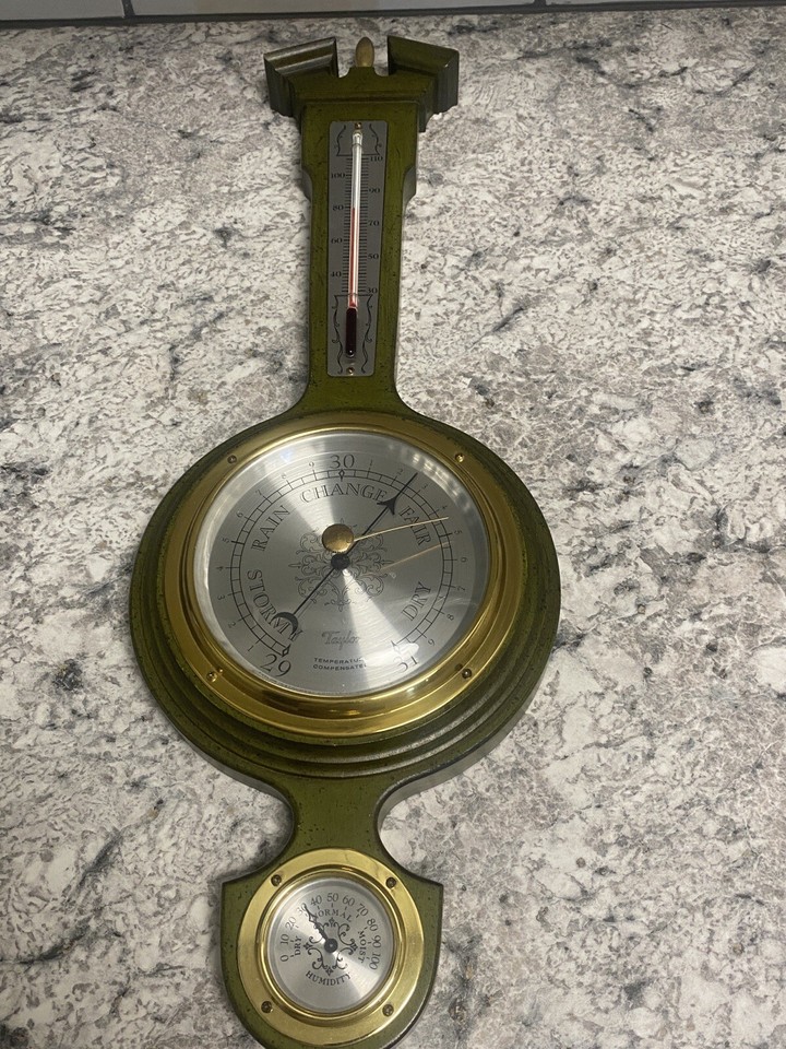 Vintage Taylor Temperature Compensated Barometer Weather Station Made ...