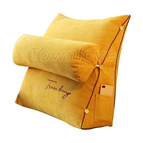 Velvet Triangle Reading Pillow Backrest Cushion Sofa Bed Wedge Pillows ...