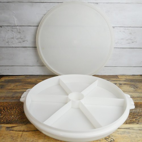 Vintage Tupperware 12" Round 405-2 Pie Veggie Carrier Snack Keeper w ...