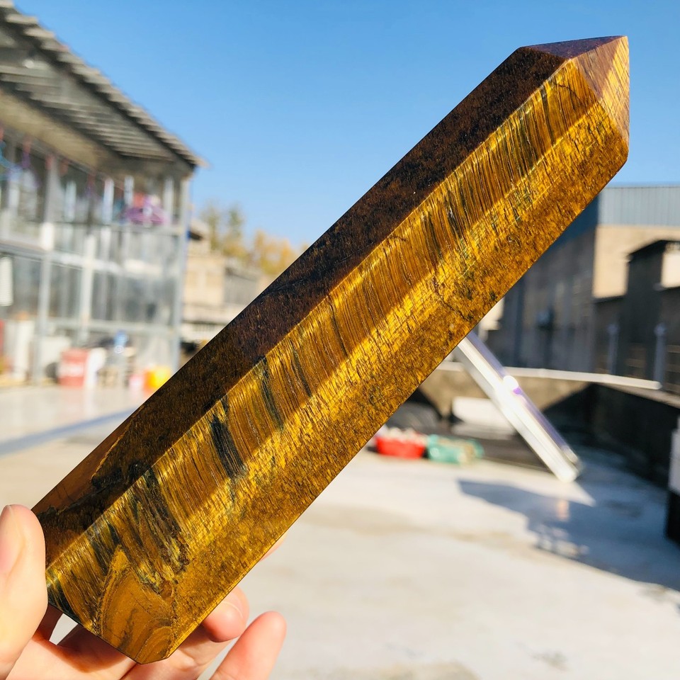 598g Natural Yellow Tiger's eye quartz crystal wand point Healing AK535 ...